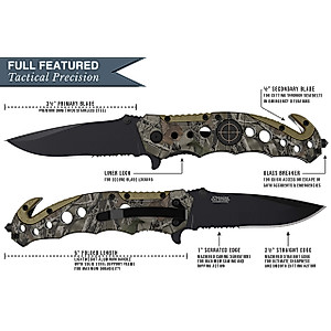 Swiss Safe 3-in-1 Tactical Knife for Military and First Responders - Hunting Camouflage
