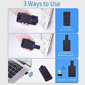 Bluetooth 2D Barcode Scanner,Symcode Portable Back Clip with Bluetooth Function 1D 2D QR Bar Code Reader Scanner PDF417 Data Matrix Maxicode, Automatically Wireless Bluetooth Connect