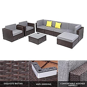 WYKDD PE Wicker Rattan Corner Sofa Set Patio Furniture Set in Stock for The Outdoors and Patio