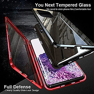 QUIETIP Compatible Samsung Galaxy S20+ Plus Case,Magnetic Metal Clear Glass Case,Thin Body Metal Frame Double-Sided Tempered Glass with Built-in Screen Lens Protect,Black