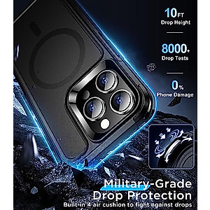 Temdan Magnetic for iPhone 14 Pro Case,[Compatible with MagSafe][Glass Screen Protector+Camera Lens Protector] Non-Slip Full-Body Shockproof Phone Case-Black