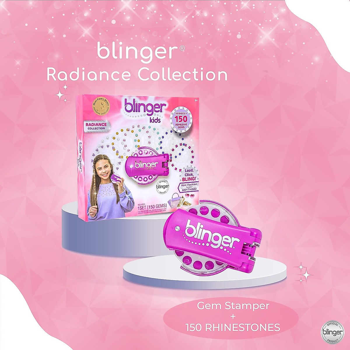 Blinger Ultimate Set, Glam Collection, Comes with Glam Styling Tool & 225 Gems - Load, Click, Bling! Hair, Fashion, Anything! (Amazon Exclusive)