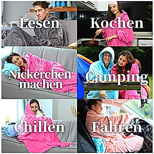 Daverose Lengthened Oversized Blanket Hoodie Wearable Blanket Sweatshirt for Women Adult and Kids - Teal Hoodie Blanket Hooded Blanket with Sleeves and Giant Pocket, Super Warm Cozy Blanket