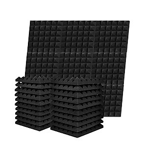 Musfunny Sound Proof Foam Panels, 12 Pcs 2" x 12" x 12" Acoustic Foam Panels Sound Absorbing Wall Panels for Studio Recording Office Home Studio (Black)