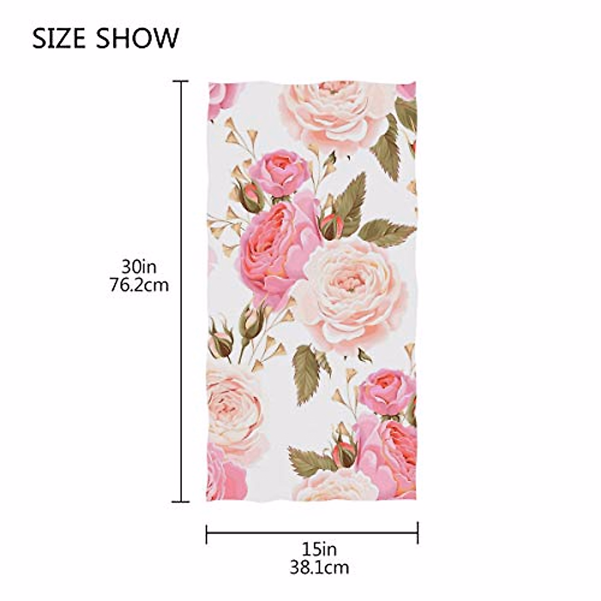 Beautiful Floral Pink Roses Hand Towels Soft Highly Absorbent Large Hand Towels 15 x 30inch Fingertip Towels Bath Towel Multipurpose for Hand Face Bathroom Gym Hotel Spa