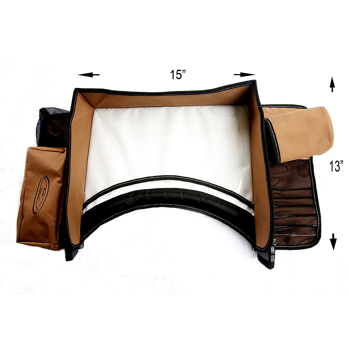 Sale! Kids Travel Tray, Lap Tray, Play Tray, Snack Tray, Activity Tray, with Mesh Storage, Plastic Writing Surface with Markers, for Car Seat, Stroller and Plane Fude Brand (Brown)