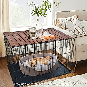Deblue 42 inch Dog Crate Topper, Crate Topper for Wire Dog Cages, Wooden Dog Kennel Table Top for Large Dog, Foldable, Portable-(42 in Only Topper)