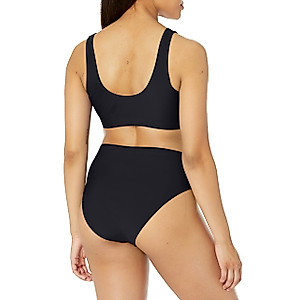 Tempt Me Women Black Two Piece Scoop Neck Bikini Crop Top Swimsuit Sporty High Waisted Bathing Suit Suit XL