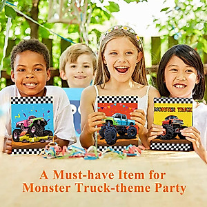 24pcs Monster Truck Goodie Bags Monster Truck Party Favors Monster Truck Treat Bags Monster Truck Birthday Party Supplies for Boys Monster Truck Party Decorations