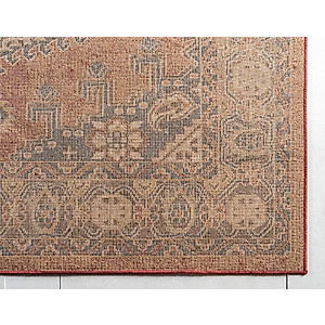 Unique Loom Utopia Collection Area Rug - Larissa (7'Square, Terracotta/ Blue)