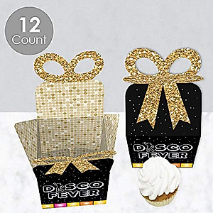 Big Dot of Happiness 70’s Disco - Square Favor Gift Boxes - 1970s Disco Fever Party Bow Boxes - Set of 12