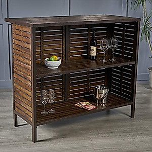 Christopher Knight Home Leni Indoor Acacia Bar Set with Rustic Metal Finish Accents, Dark Brown / Rustic Metal