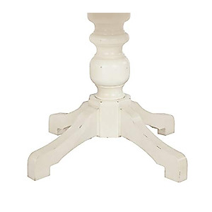 Roundhill Furniture Prato 5-Piece Round Dining Table Set with Cross Back Chairs, Antique White and Distressed Oak