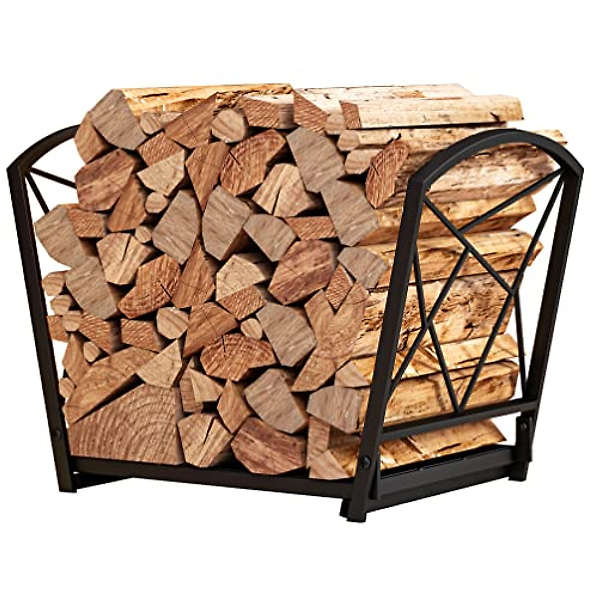 Fire Beauty Firewood Log Rack, Iron Wood Lumber Storage Holder for Fireplace, Heavy Duty Log Storage Bin for Firepit Stove Accessories
