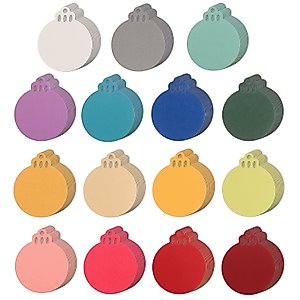 300 Pieces Round Bauble Hanging Gift Tags Blank Christmas Tree Labels Multicolor Round Gift Tags 2.7‘’ x 3.5" Round Bauble Hanging Cutout Ornament for DIY Crafts Xmas Holiday Party Decor,15 Colors