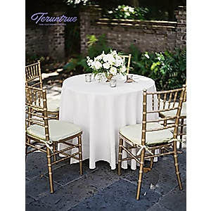 10 Packs Premium Round Tablecloth 90 Inch White Polyester Table Cloth Bulk Washable Polyester Fabric Tablecloths Table Cover for Wedding Party Banquet Buffet Table Holiday Dinner (White, 90 Inch)