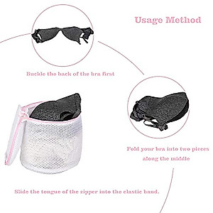Wanapure Bra Wash Bag, Mesh Laundry Bag with Zipper for Lingerie, Delicates, Intimates, Panties, Lace, Underwear, Socks, Tights, Stocking, Washing Machine (Pink & Purple, 5 Pack (3 Regular & 2 Large))