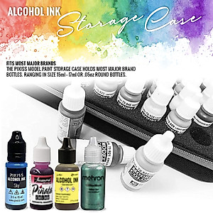 Alcohol Ink Storage Carrying Case Organizer by Pixiss, Large Size Stores 60x 0.5-Ounce Bottles of Alcohol Ink, Stickles, Glossy Accents or Reinkers, Travel Case (Ink not Included)