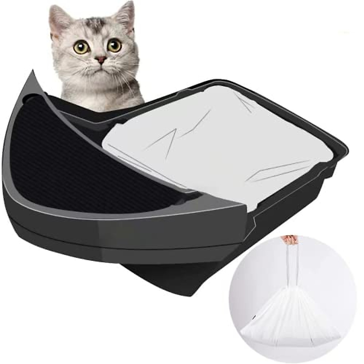Cat Litter Box Liners, Replacement Waste Drawer Liners Compatible with Litter-Robot 3, 80 Count Drawer Liners for Cat Litter Box Self Cleaning, Drawstring Litter Liner Bags,Easy Clean Up