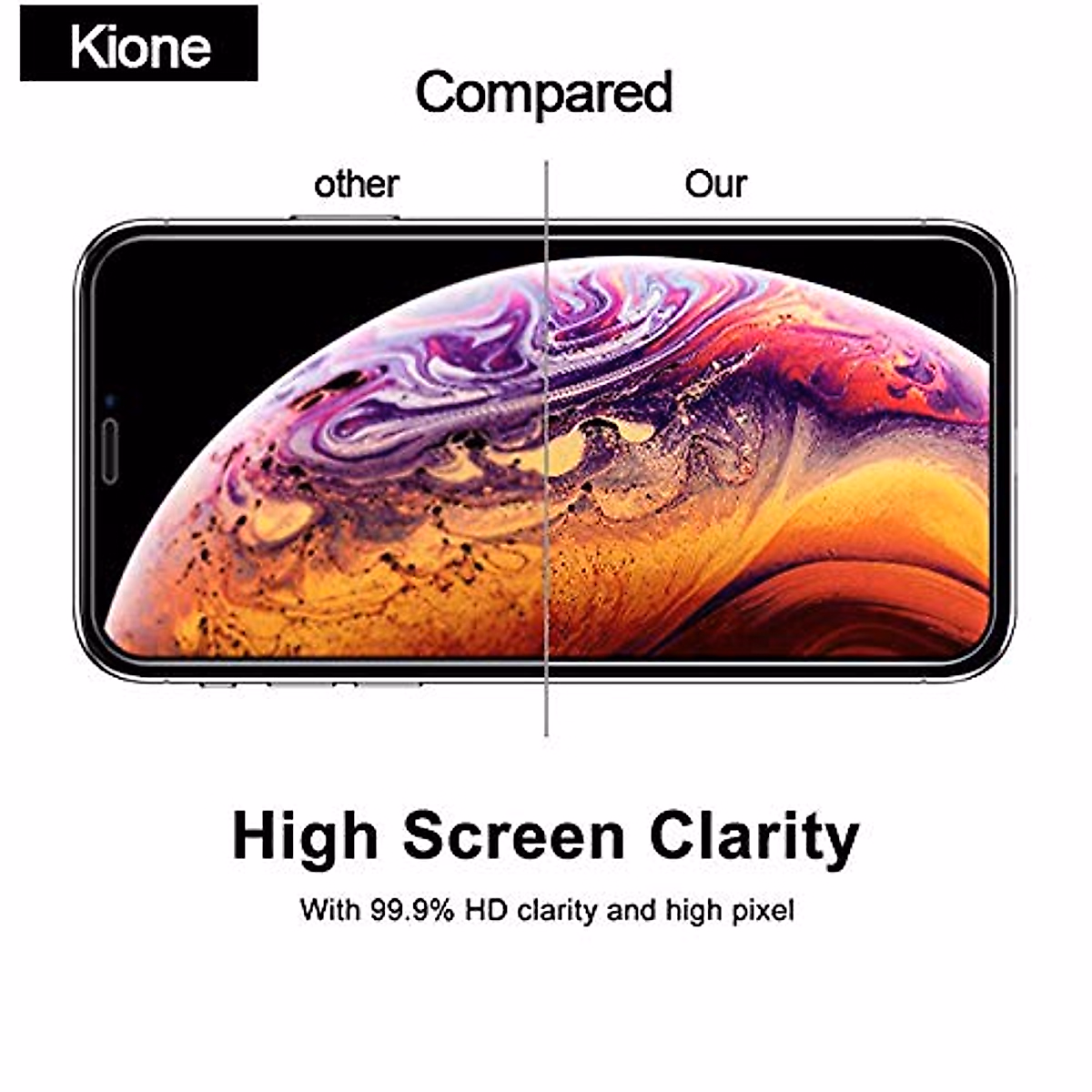 Kione iPhone Xs Max Screen Protector, Anti Blue Light Screen Protector [ Eye Protect ] [ Touch Screen Accuracy ] [Bubble Free] Tempered Glass for iPhone Apple XS Max [3 Pcs]