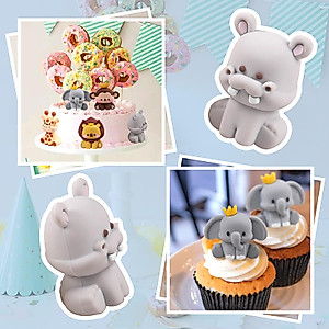 Jungle Safari Animal Cake Toppers – Lion Giraffe Monkey Hippo Elephant for Baby Shower