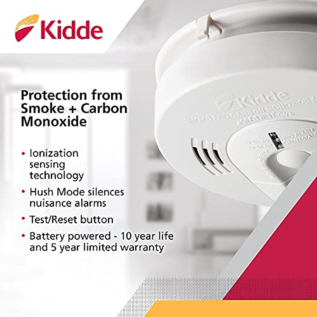 Kidde Smoke & Carbon Monoxide Detector with Voice Alerts, Battery Powered, Combination Smoke & CO Alarm