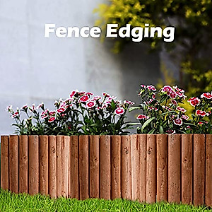 Worth Garden 3.5 Ft Wooden Short Fence Outdoor Landscape Edging Flexible Decorative Border - Tree Fence - Spring Garden & Yard Maintenance - 11.8'' H x 42'' L - (11.8'', Brown) - K624B04