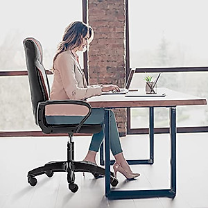 Executive Office Chair Leather, Ergonomic Office Desk Chair with Wheels Adjustable Swivel Chair Mid-Back Office Task Gaming Computer Chair