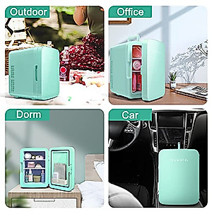 CROWNFUL Multifunctional Mini Fridge, 10 Liter/12 Can Portable Cooler and Warmer Personal Fridge for Skin Care, Food, Medications, Plugs for Home Outlet & 12V Car Charger Included, ETL Listed