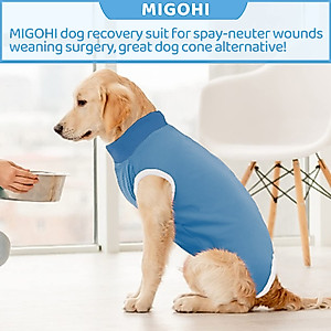 MIGOHI Dog Surgery Recovery Suit, Anti Licking Recovery Suit for Female Male Dogs Cats, Spay Neuter Dog Onesie After Surgery, Professional Dog Surgical Suit Cone Alternative for Abdominal Wounds