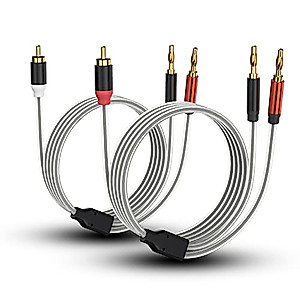 HOSONGIN RCA to Banana Plug Adapter Cable 6 Feet -2 Pack,RCA Male to Banana 2 Male Plug Y Splitter Speaker Wire Audio Cable, Gold-Plated Double Shielding Hi-Fi Systems Stereo Cable