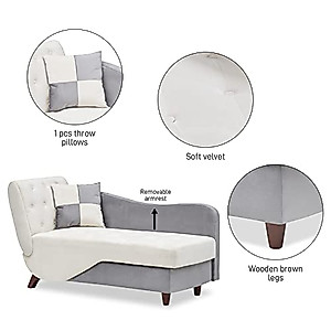 DAMAIFROM Adjustable Recling Chaise Lounge Indoor with Storage,Sleeper Sofa Bed,Lounge Chaise Armchair with Pillow,3 in 1 Velvet Futon Sofa Couch Bed for Living Room Bedroom(Beige)