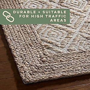 TOWN & COUNTRY TERRA Nalani Textured Diamond Hand-Knotted Flatwoven 100% Natural Jute Area Rug, Brown, 3'x5'