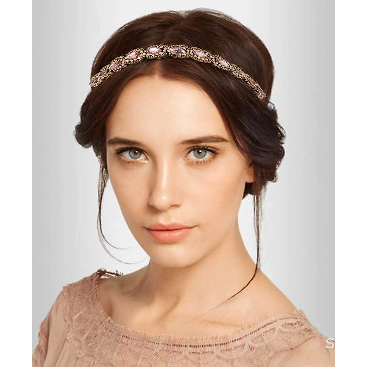 inSowni 7 Pack Handmade Rhinestone Crystal Beaded Stretchy Headbands Hair Accessories for Women Girls Brides