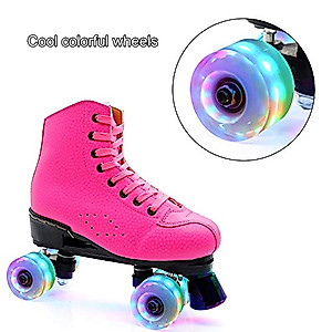 VAKA Luminous Light Up Quad Roller Skate Wheels with Bearings, Outdoor Roller Skate Wheels 4 Pack - Roller Skate Wheels for Double Row Skating and Skateboard 32mm x 58mm (Colorful-A)