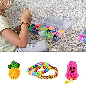 5400+ Colorful Rubber Bands Refill Set Includes: 4800+ Premium Quality Loom Rubber Bands in 12 Unique Colors + 300 S-Clips + 15 Lovely Charms + 6 Crochet Hooks, No Loom Board Include.