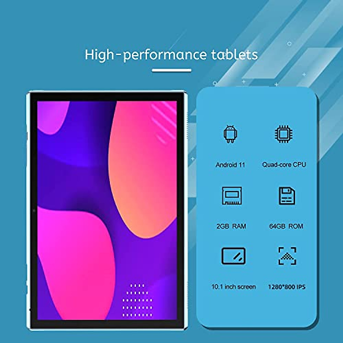 ATOZEE Tablet 10 Inch Tablet, Android Tablets, 64GB and 512GB Expand Tableta, Quad-Core Processor 2GB RAM 8MP Camera WiFi GPS FM Tablet Computer, 10.1 in HD Display Long Battery Life Tabletas (Blue)