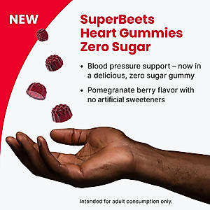 humanN SuperBeets Heart Gummies - Beet Gummy with Energy Support, Grape Seed Extract & Beetroot Powder, Sugar Free - Pomegranate Berry Flavor, 60 Count