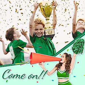 Hanaive 4 Pcs Pom Poms Cheerleading Spirited Fun Pom Poms Cheer Metallic Foil Handle Cheerleading Poms Cheer Squad Team for Party, Sports Dance Cheer, 30 Grams Weight Each (White, Metallic Green)