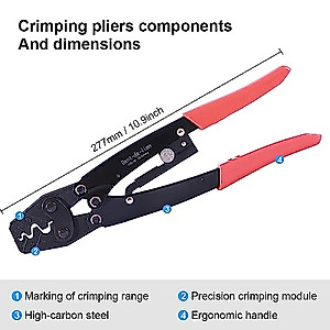 Crimping Pliers Crimping Tool for 50 Amps 600V Connector Cutting Wire Terminal HS-16 1.25-16mm²,Clamp Terminal Cable Lugs Cutter Crimping Pliers Crimping