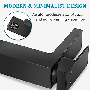 Vonvan Matte Black Bathroom Faucet, Solid Brass, Modern Single Handle Vanity Faucet, Lead-Free, with Pop-up Drain and Water Supply Hoses