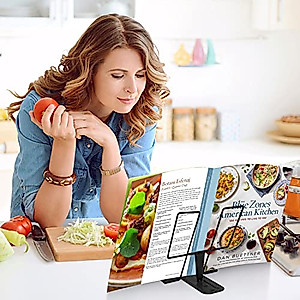 Metal Book Stand for Reading, Adjustable Book Holder Recipe Holder Potable Book Stand for Recipe Music Book Documents (Black)