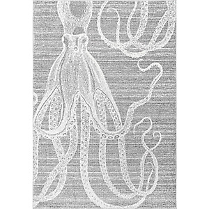 nuLOOM Thomas Paul Power loomed Octopus Area Rug, 9x12, Grey