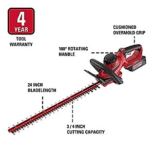 POWERWORKS XB 40V 24-Inch Cordless Hedge Trimmer, 2Ah Battery and Charger