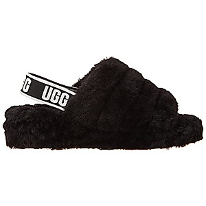 UGG Women's Fluff Yeah Slide Slipper, Black, 6 M US