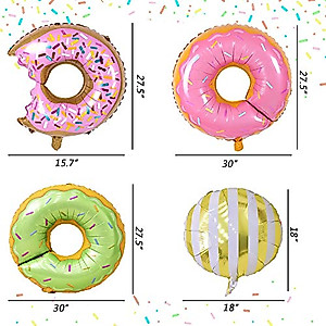 6PCS Big Donut Foil Balloons Large Mylar Doughnut Balloons for Birthday Party Wedding Decoration Baby Shower Donut Time