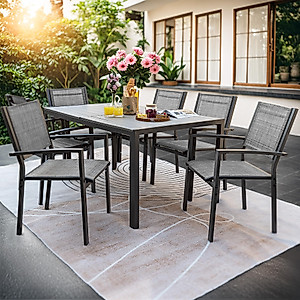 GUNJI Dining Chairs Set of 6 Modern Metal Dining Room Chairs Stackable Kitchen Chairs with Back (Gray)