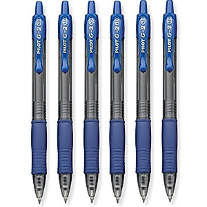 Pilot G2 Retractable Premium Gel Ink Roller Ball Pens Bold Pt (1.) Blue ; Retractable, Refillable & Premium Comfort Grip; Smooth Lines to the End of the Page, America’s #1 Selling Pen Brand, Pack Of 6