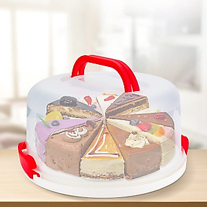MUKLEI 10 Inch Round Cake Carrier with Handle, Cake Holder with Lid, Two Sided Base Cake Containers Portable Cake Carrier for Cake, Cupcakes, Muffins, Desserts