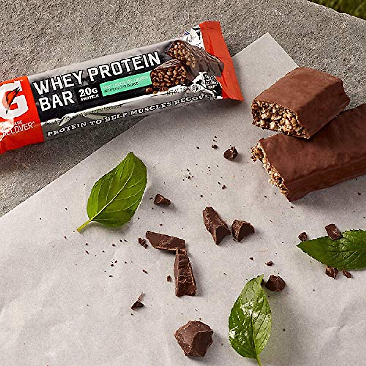 Gatorade Whey Protein Recover Bars, Mint Chocolate Crunch, 2.8 ounce bars (12 Count)
